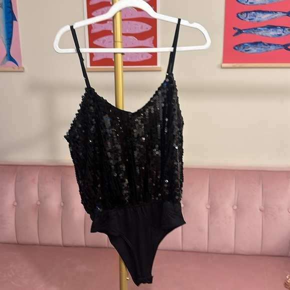 Tops | Nwt Sequin Shine Bodysuit | Poshmark
